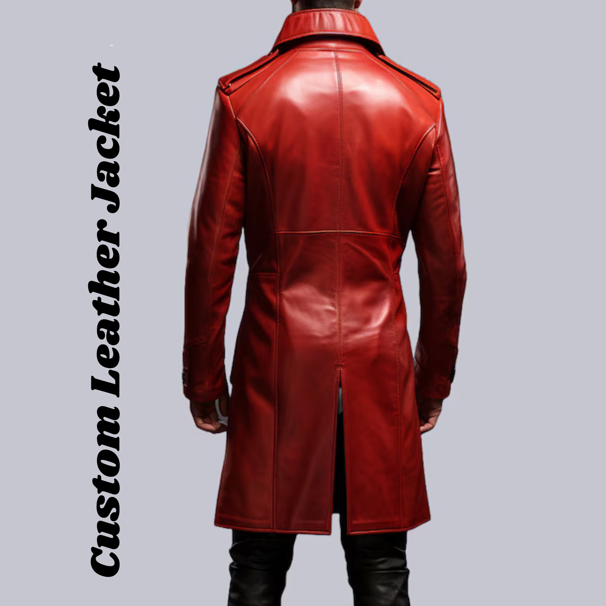 Handmade Leather Men Red Long Coat Genuine Leather Red Coat Men Leather Coat T For Him