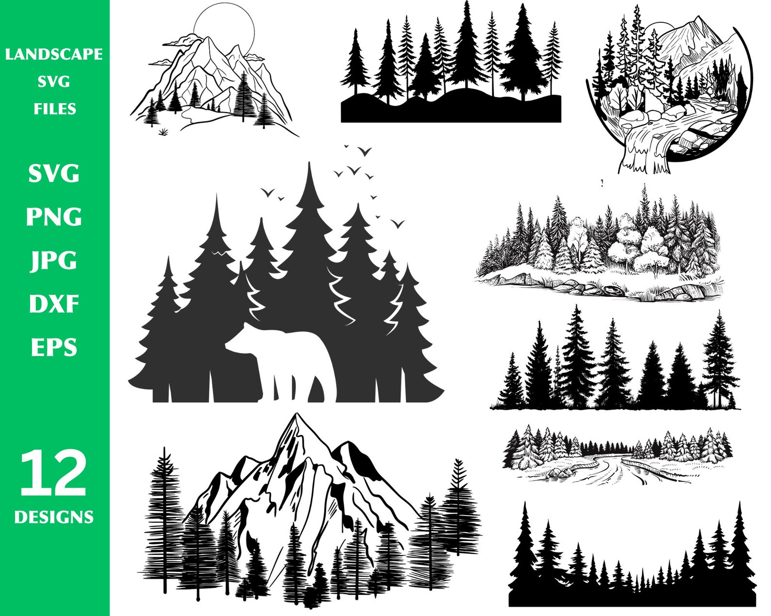 Landscape Svg Bundle, Landscape Png Bundle, Landscape Svg, Nature Scene ...