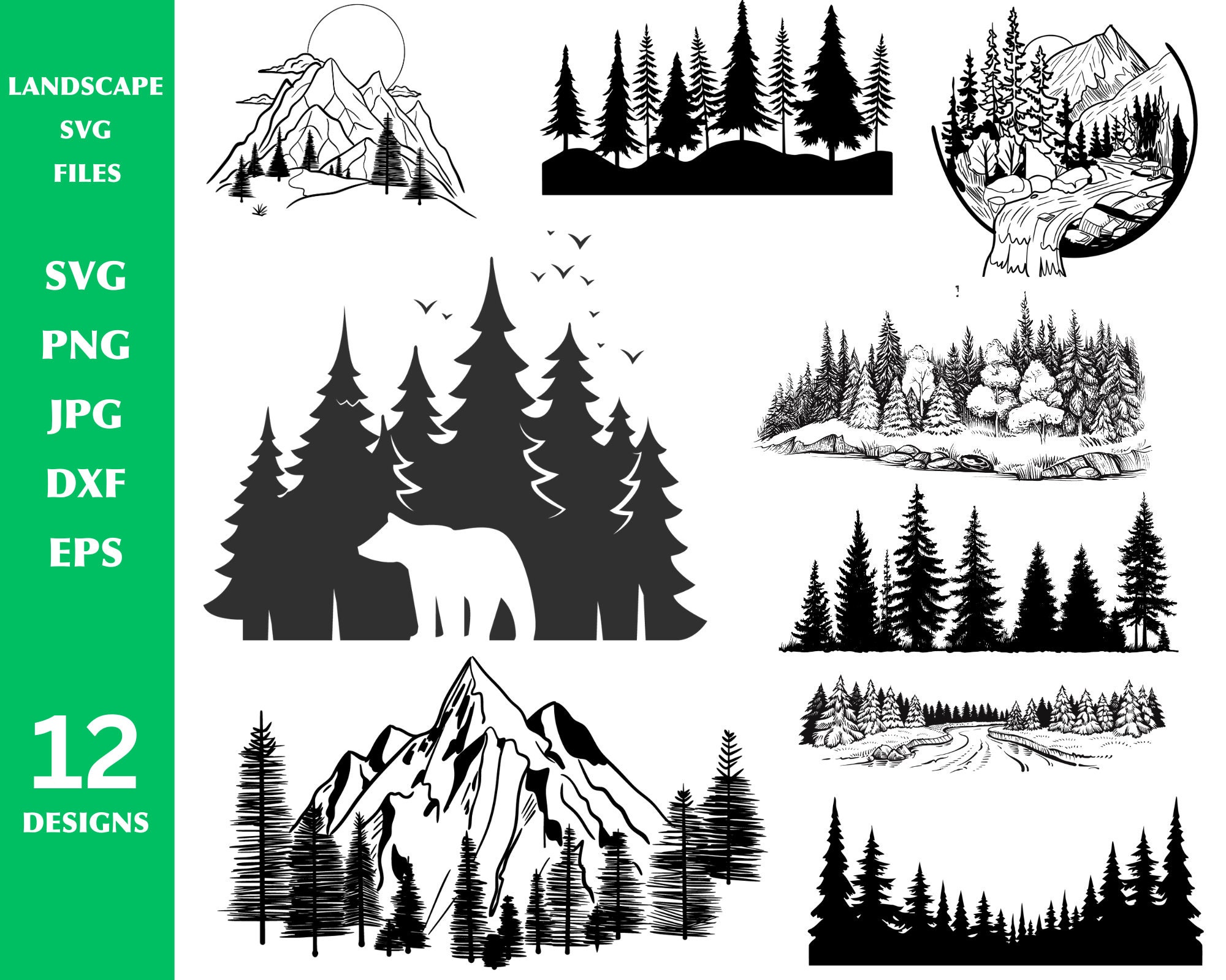 Landscape Svg Bundle, Landscape Png Bundle, Landscape Svg, Nature Scene ...