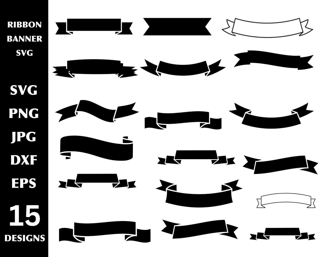 Ribbon Banner Svg, Ribbon Svg Bundle, Banner Svg Files, Birthday Banner ...