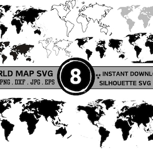 8 World Map Svg , Map Svg Bundle, World Map Png, World Svg, World Map ...