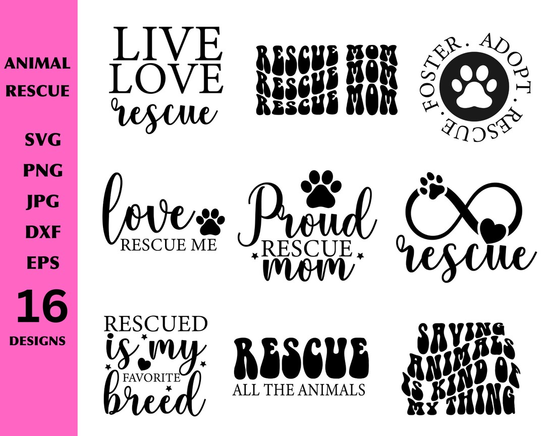 Animal Rescue Svg Bundle, Pet Lover Svg, Pet Adoption Files, Rescue ...