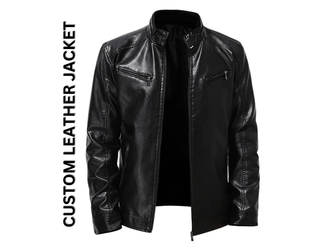 Customizable Mens Leather Jacket, Black Leather Jacket, Motorcycle ...