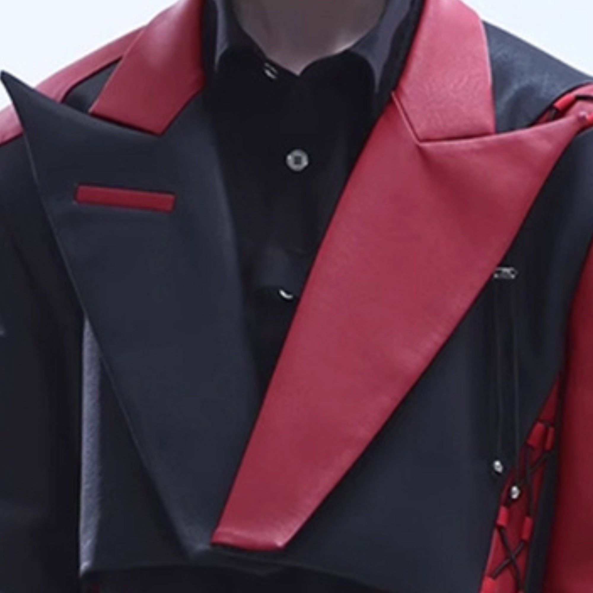 Spring Cool Short Black and Red Color Leather Jacket,black Leather ...