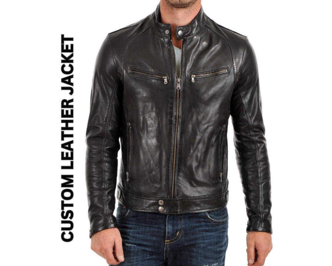 Custom Men's Real Lambskin Jacket, Genuine Leather Brown/black Jacket ...