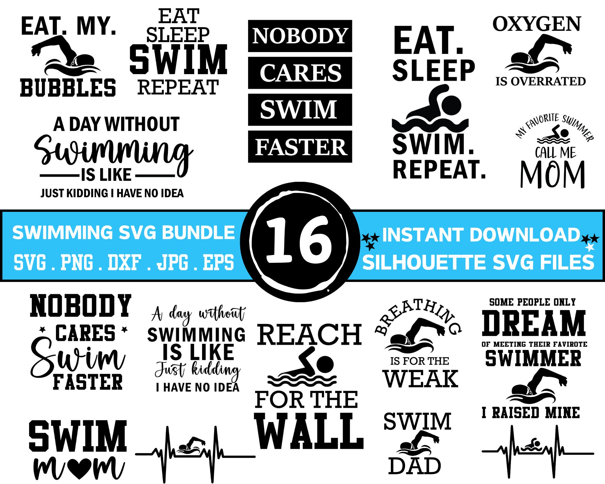 Swimming Svg Silhouette Designs, Svg Files for Cricut, Svg Files ...