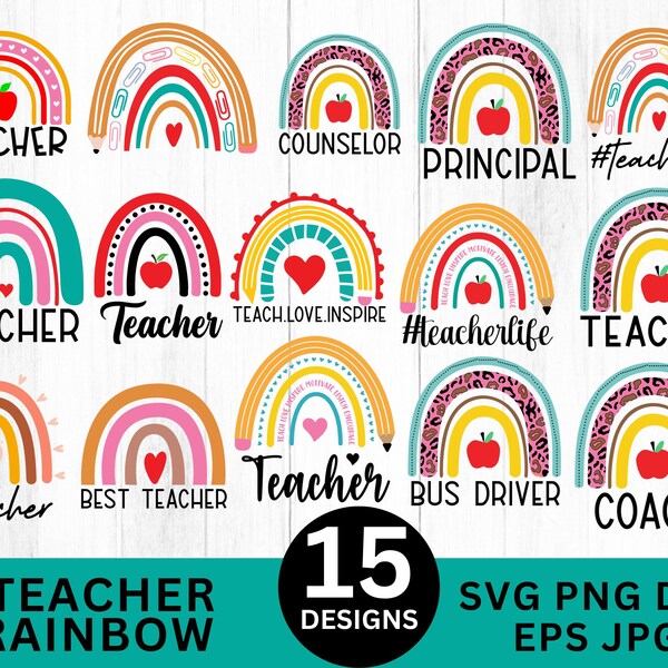 Rainbow Teacher Svg - Etsy