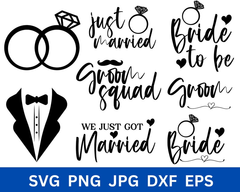 Wedding Svg Png Bundle, Wedding Quotes Svg, Bride and Groom Svg, Bridal ...