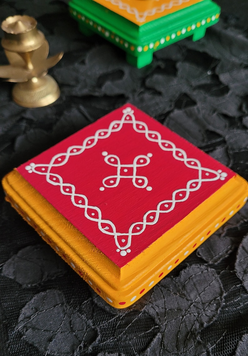Mini Kolam Chowky / Manai / Peeta | Handmade |pooja Room Decor | Indian ...
