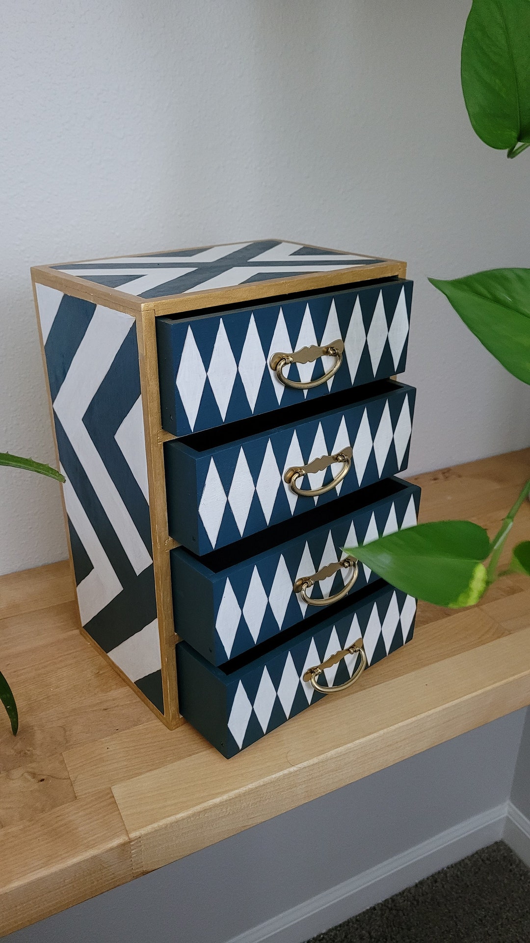 Hand Painted Table Top Chest of Drawers | Trinket Box | Jewelry Box ...