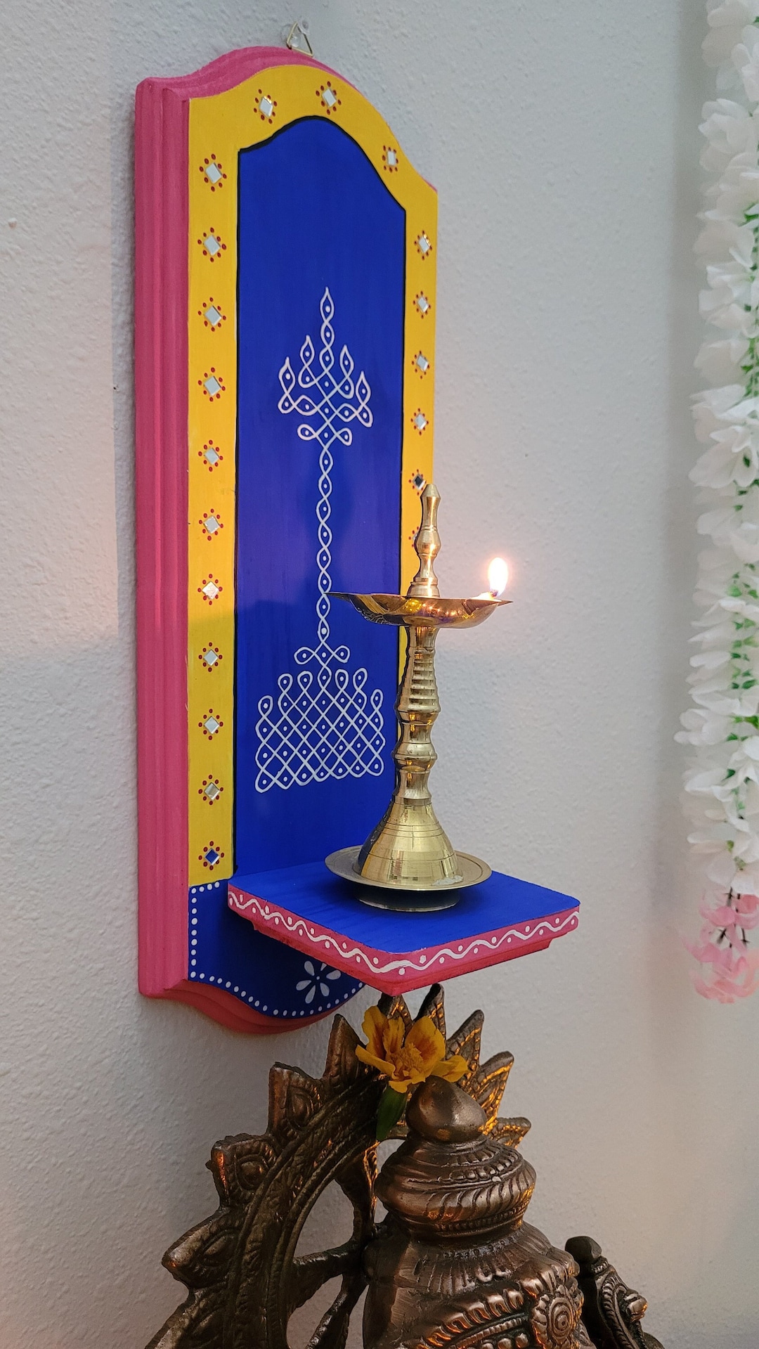 Wall Diya Holder | Wall Candle Holder | Wood Wall Shelf | Wall Hanging ...