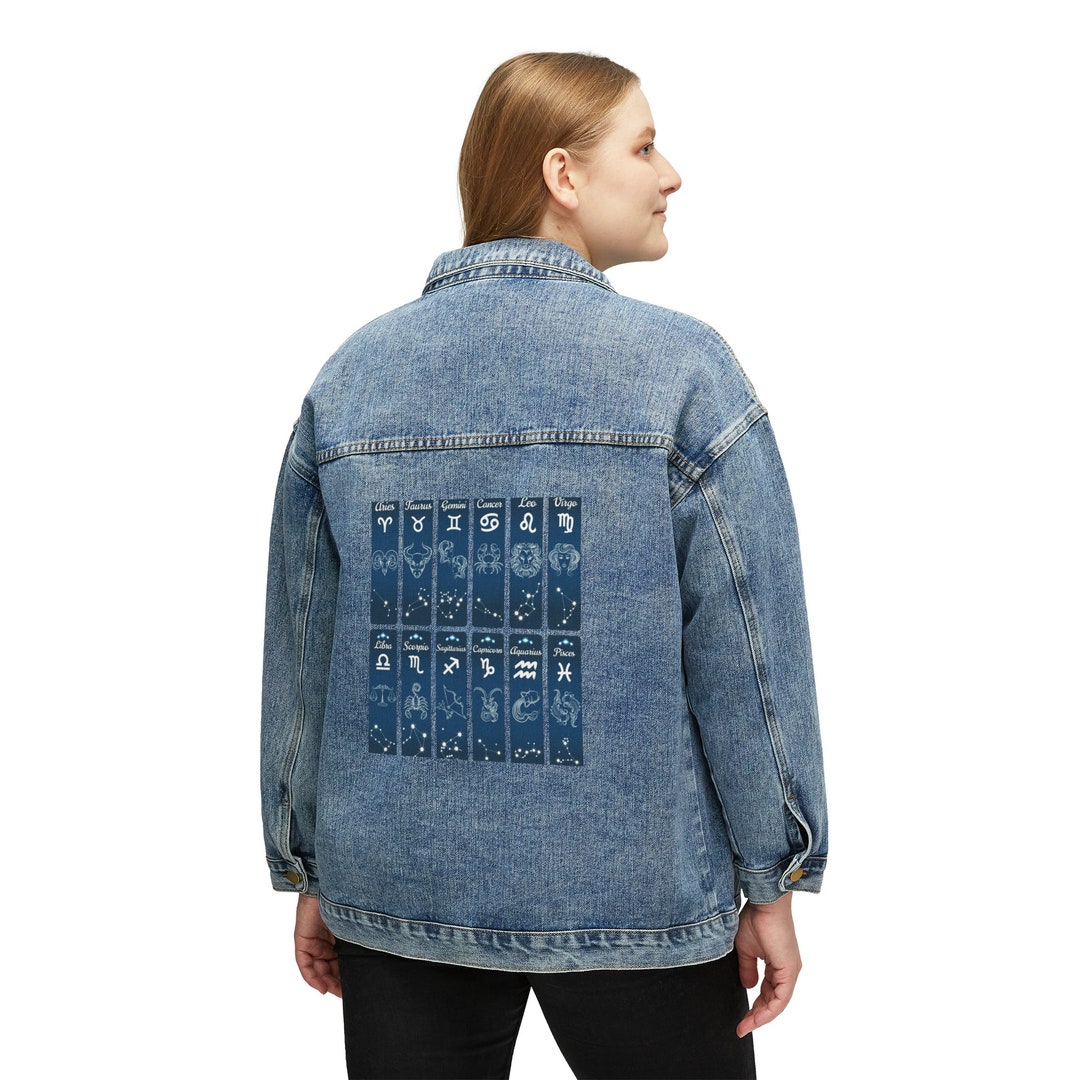 Women's Denim Jacket With Zodiac Signs, Astrological Women's Denim ...