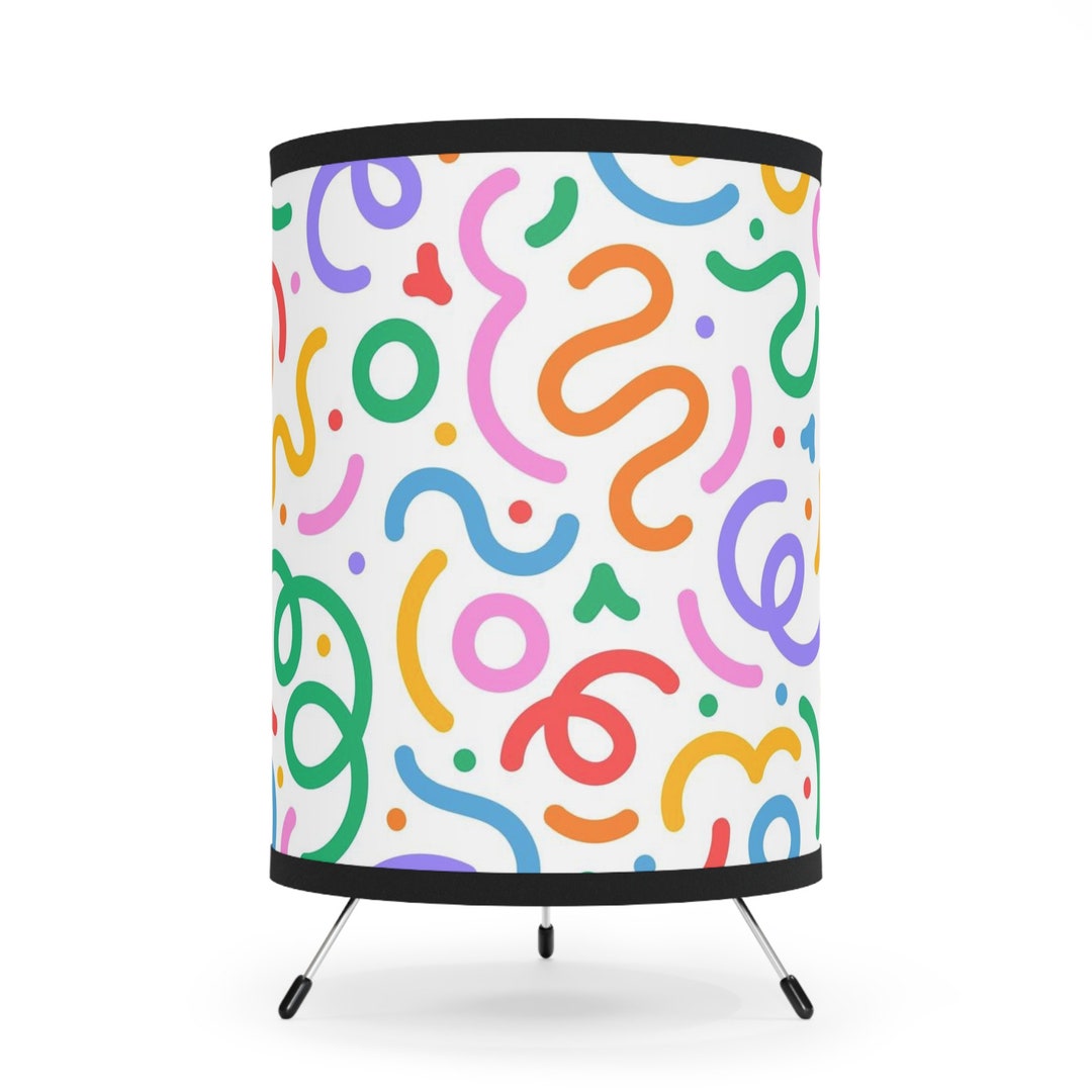 Squiggly Design Tripod Lamp With High-res Printed Shade USCA - Etsy