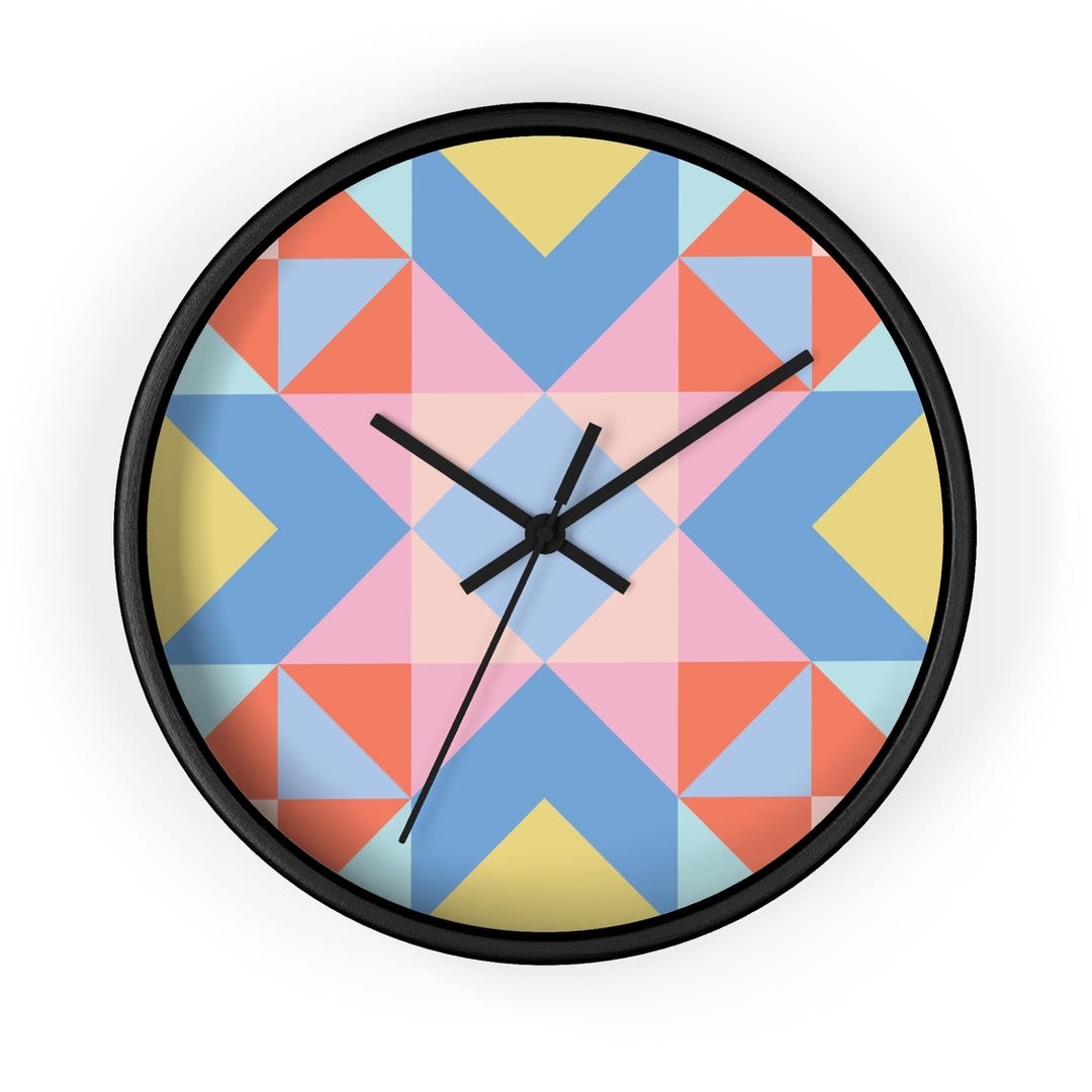 Quilt Wall Clock, Pastel Colors Home Decor, Housewarming Gift, Quilter ...