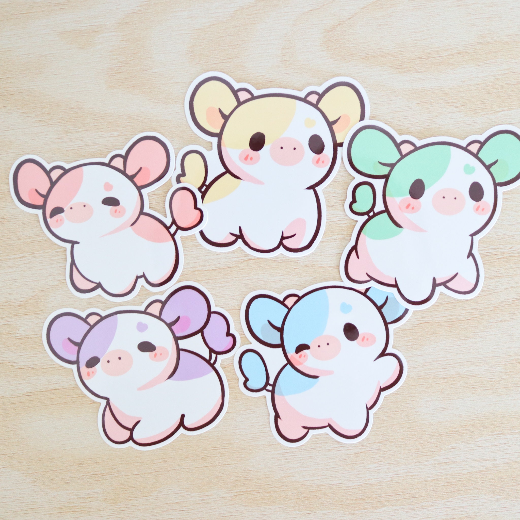 Pastel Cows Sticker Pack | Cute Cow Stickers, Pastel Cow Stickers ...