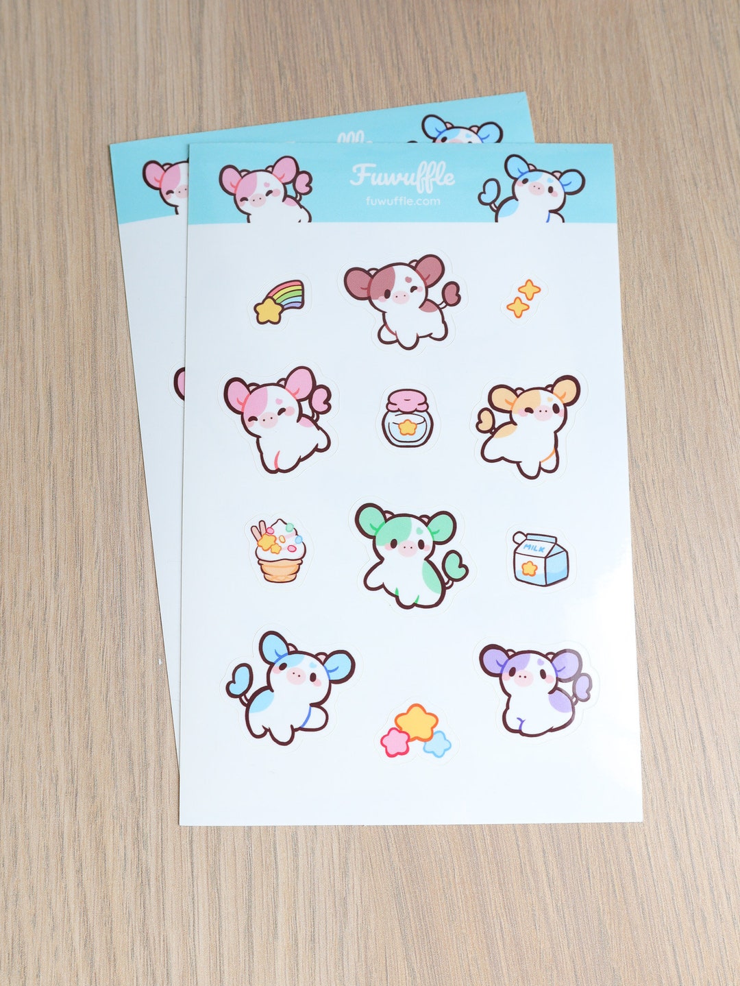 Pastel Cows Sticker Sheet | Cute Cow Stickers, Cow Sticker Sheet ...