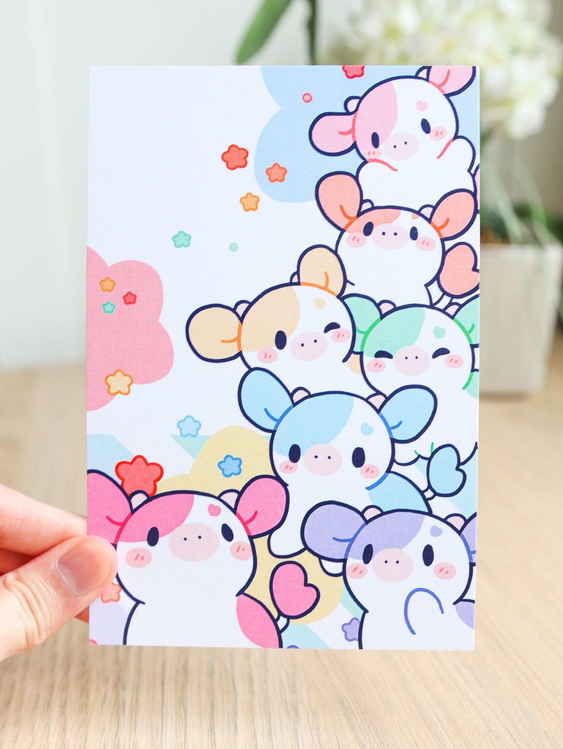 Pastel Cows Mini Art Print Cute Cow Art Print, Pastel Cow Art Print ...