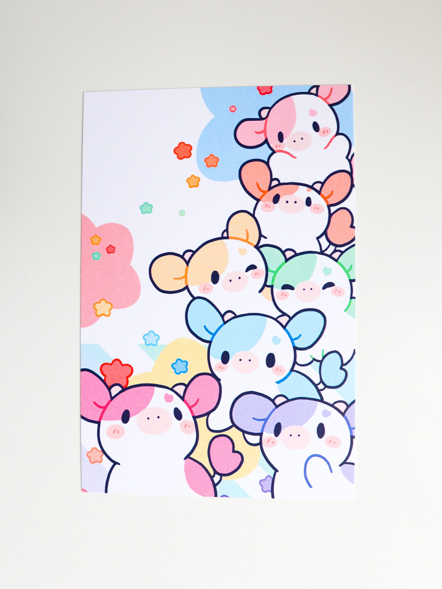 Pastel Cows Mini Art Print Cute Cow Art Print, Pastel Cow Art Print ...