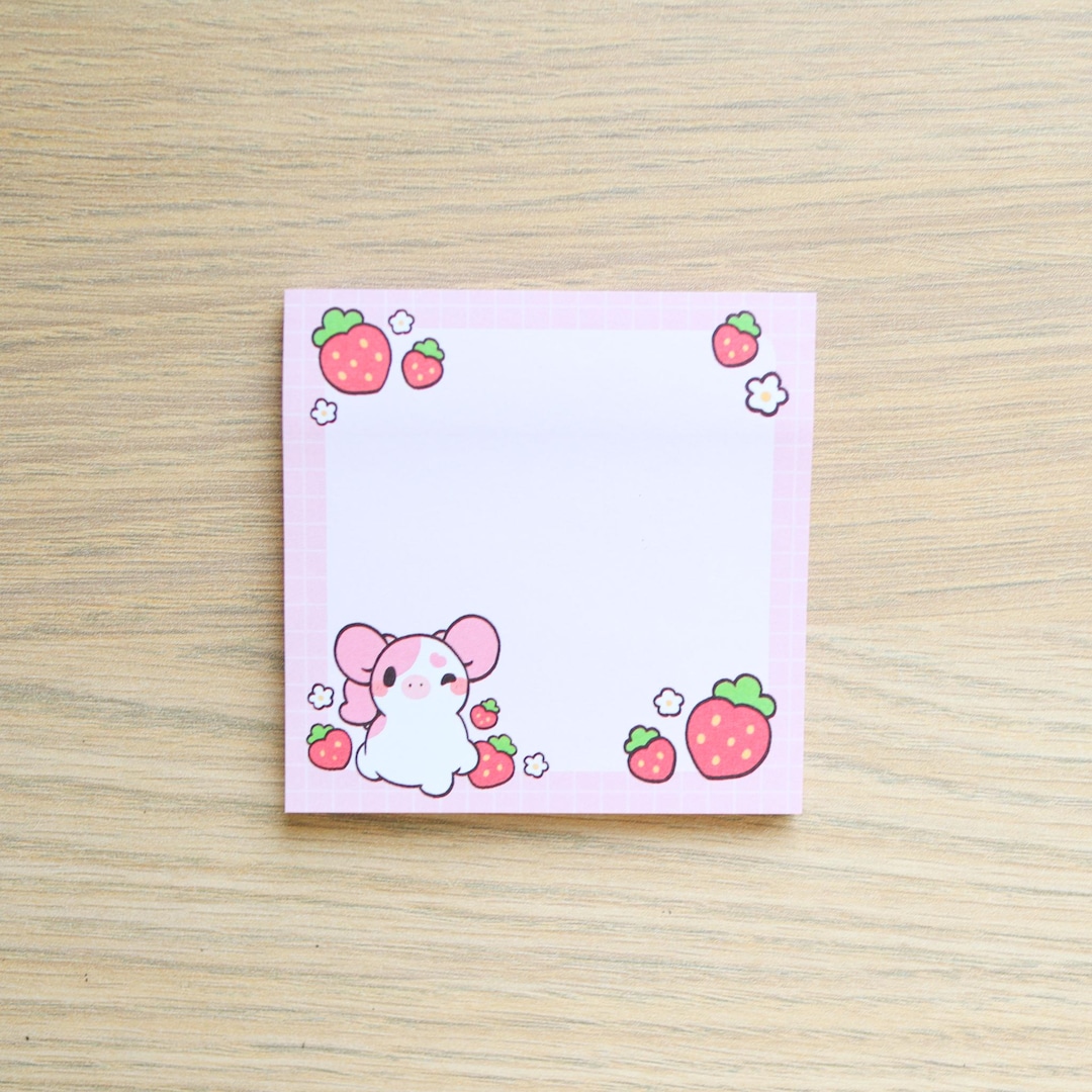 Strawberry Cow Sticky Notes | Cute Sticky Notes, Cute Notepad, Cute ...