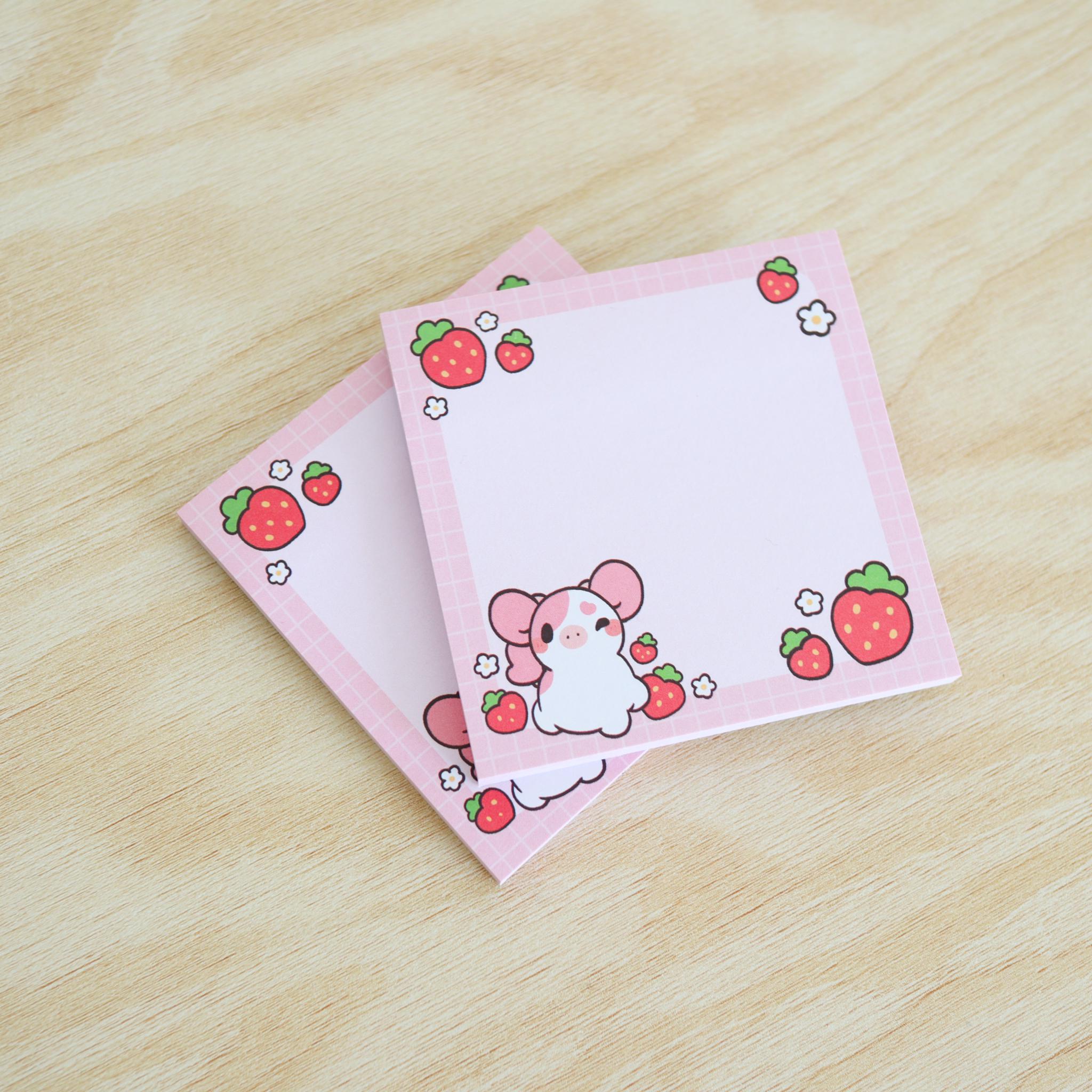 Strawberry Cow Sticky Notes Cute Sticky Notes, Cute Notepad, Cute ...