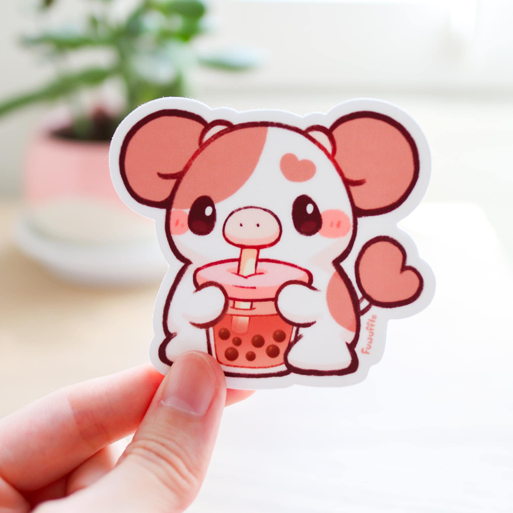 Boba Cow Vinyl Sticker | Cute Kawaii Cow Sticker, Boba Stickers, Milk ...
