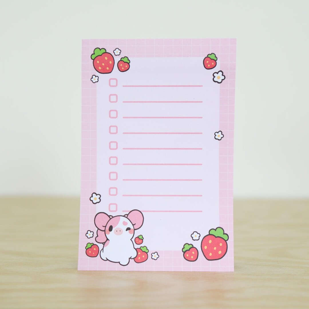 Strawberry Cow to Do List Notepad | Cow Notepad, Cute Notepad, Planner ...