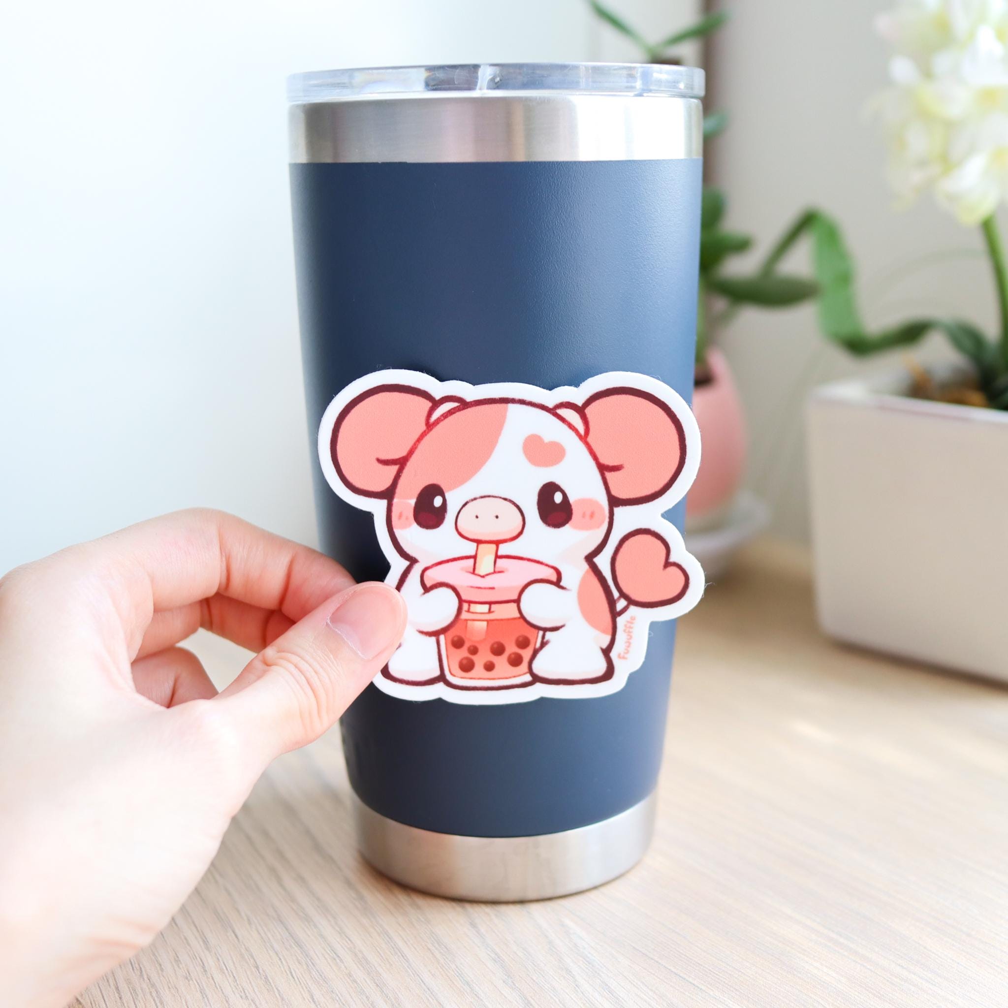 Boba Cow Vinyl Sticker | Cute Kawaii Cow Sticker, Boba Stickers, Milk ...