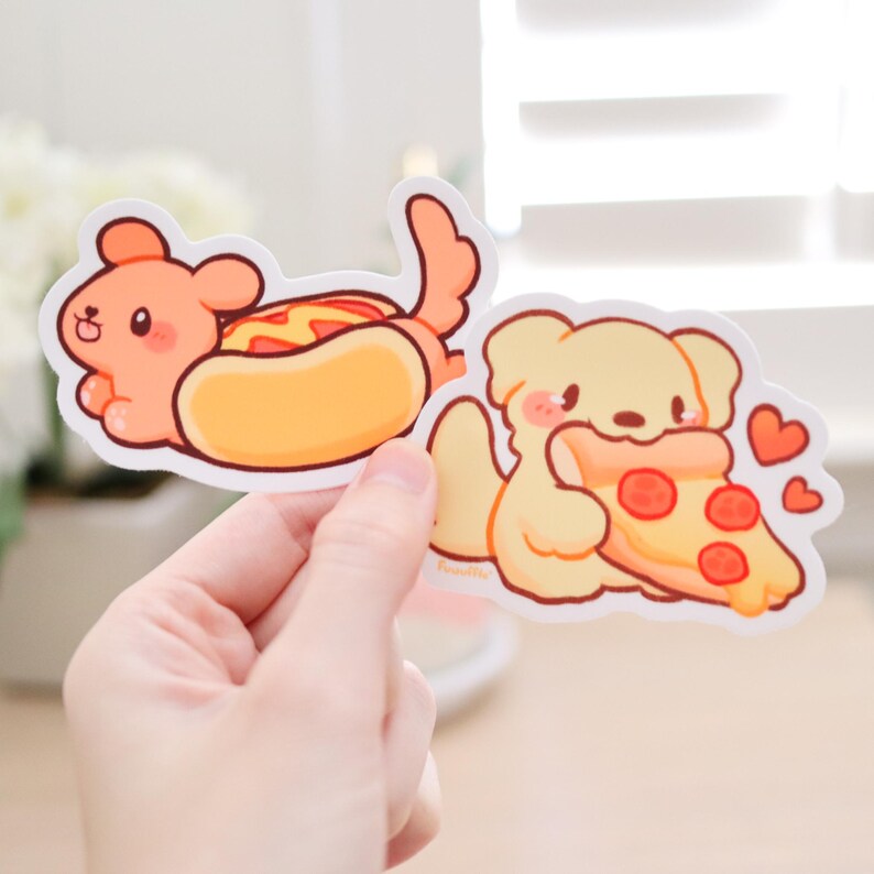 Pizza Lover Dog Vinyl Sticker | Cute Kawaii Golden Retriever Sticker ...