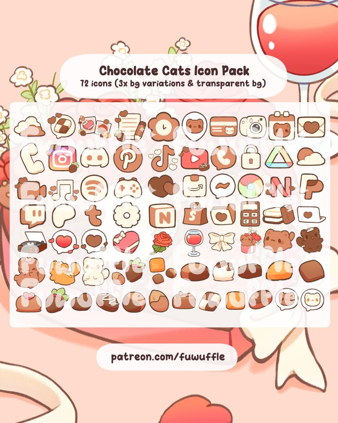 Chocolate Cats Icon Set, Cute Icons, Ios Android App Icons, Wallpapers ...