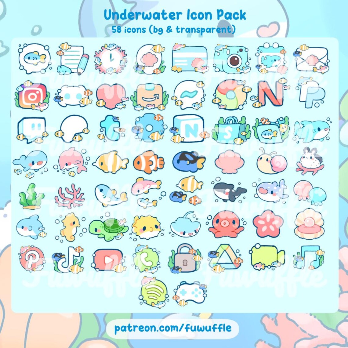 Underwater Shark Icon Set, Cute Icons, Ios Android App Icons ...