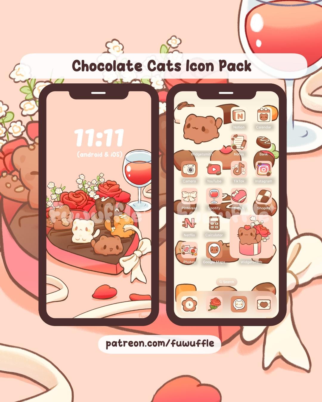 Chocolate Cats Icon Set, Cute Icons, Ios Android App Icons, Wallpapers ...
