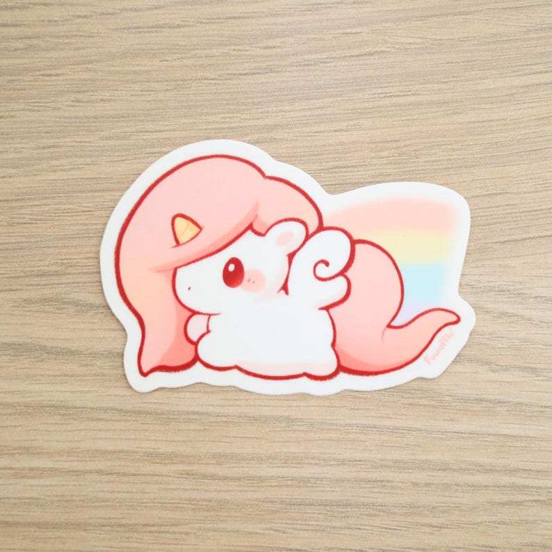 Rainbow Unicorn Vinyl Sticker | Cute Kawaii Unicorn Sticker, Unicorn ...