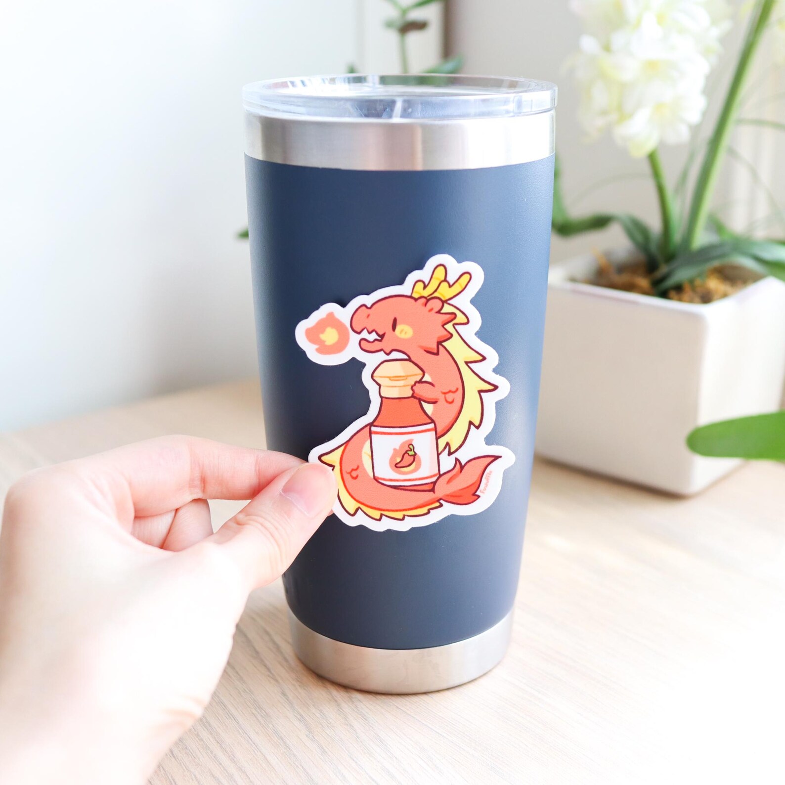 Hot Sauce Dragon Vinyl Sticker | Hot Sauce Sticker, Cute Dragon Sticker ...