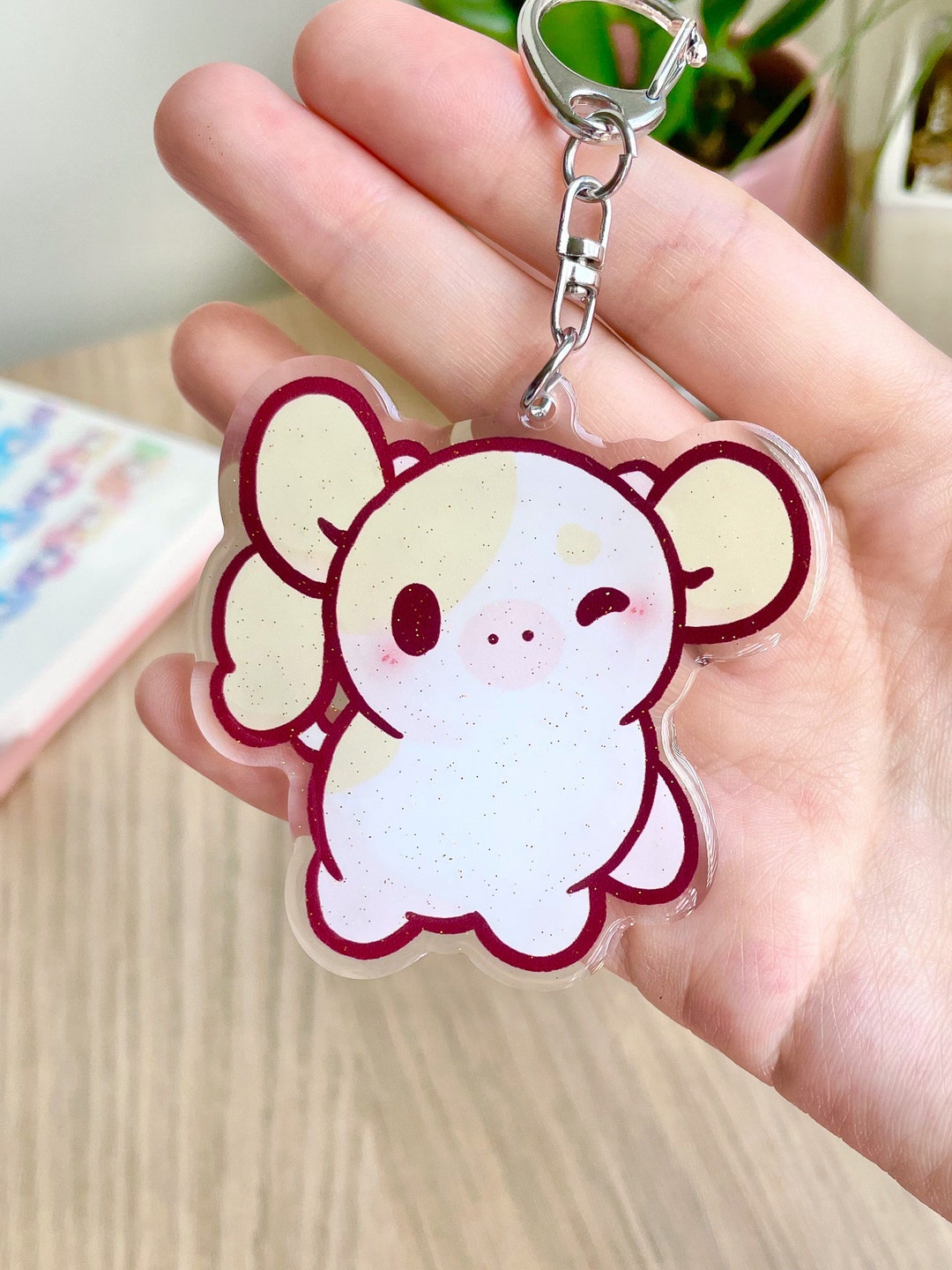 Winnie the Yellow Cow Acrylic Keychain | Cow Keychain, Cow Charm, Cute ...