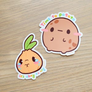 Time to Potato Vinyl Sticker Cute Potato Sticker, Kawaii Vegetable ...