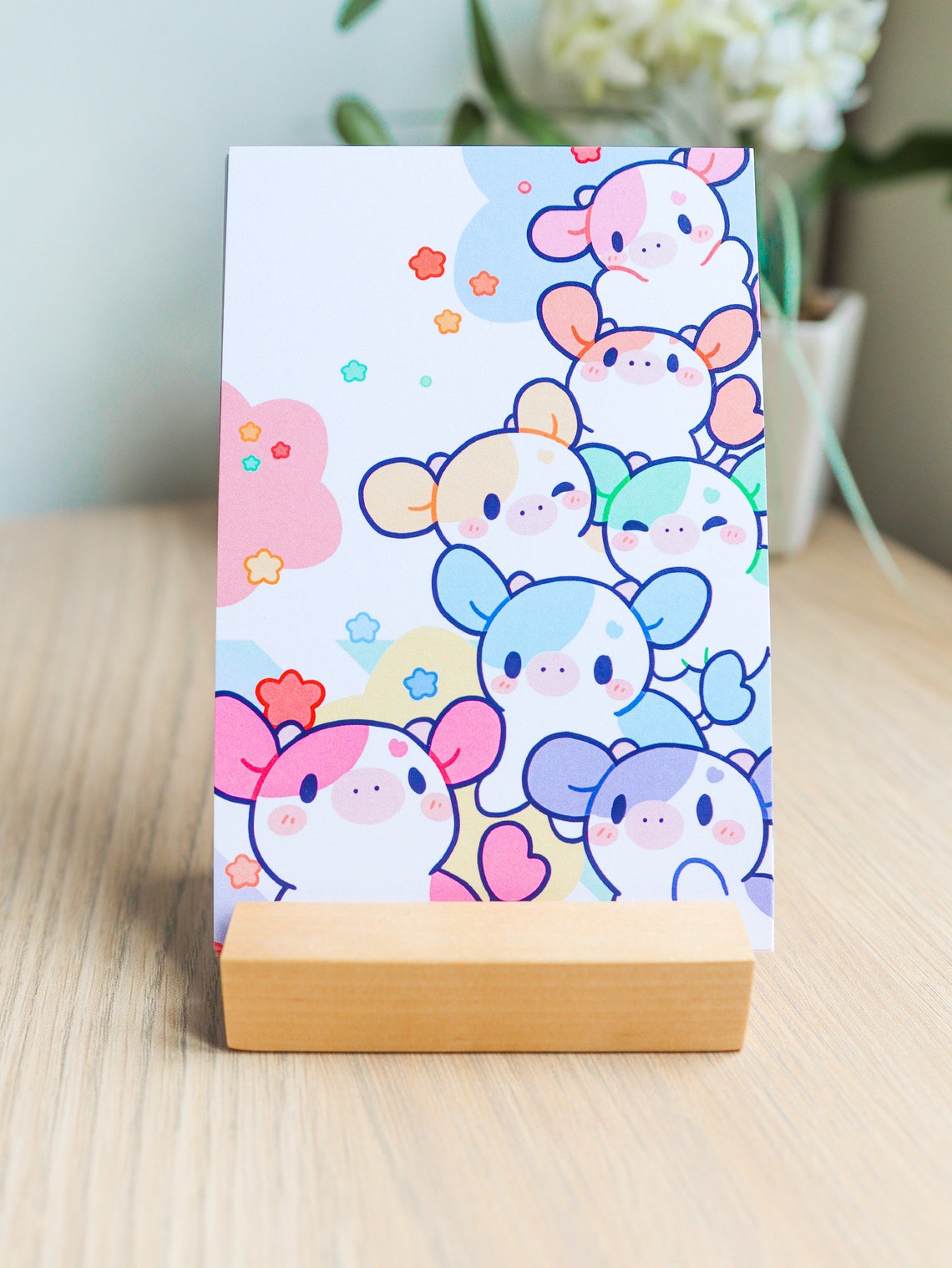 Pastel Cows Mini Art Print Cute Cow Art Print, Pastel Cow Art Print ...