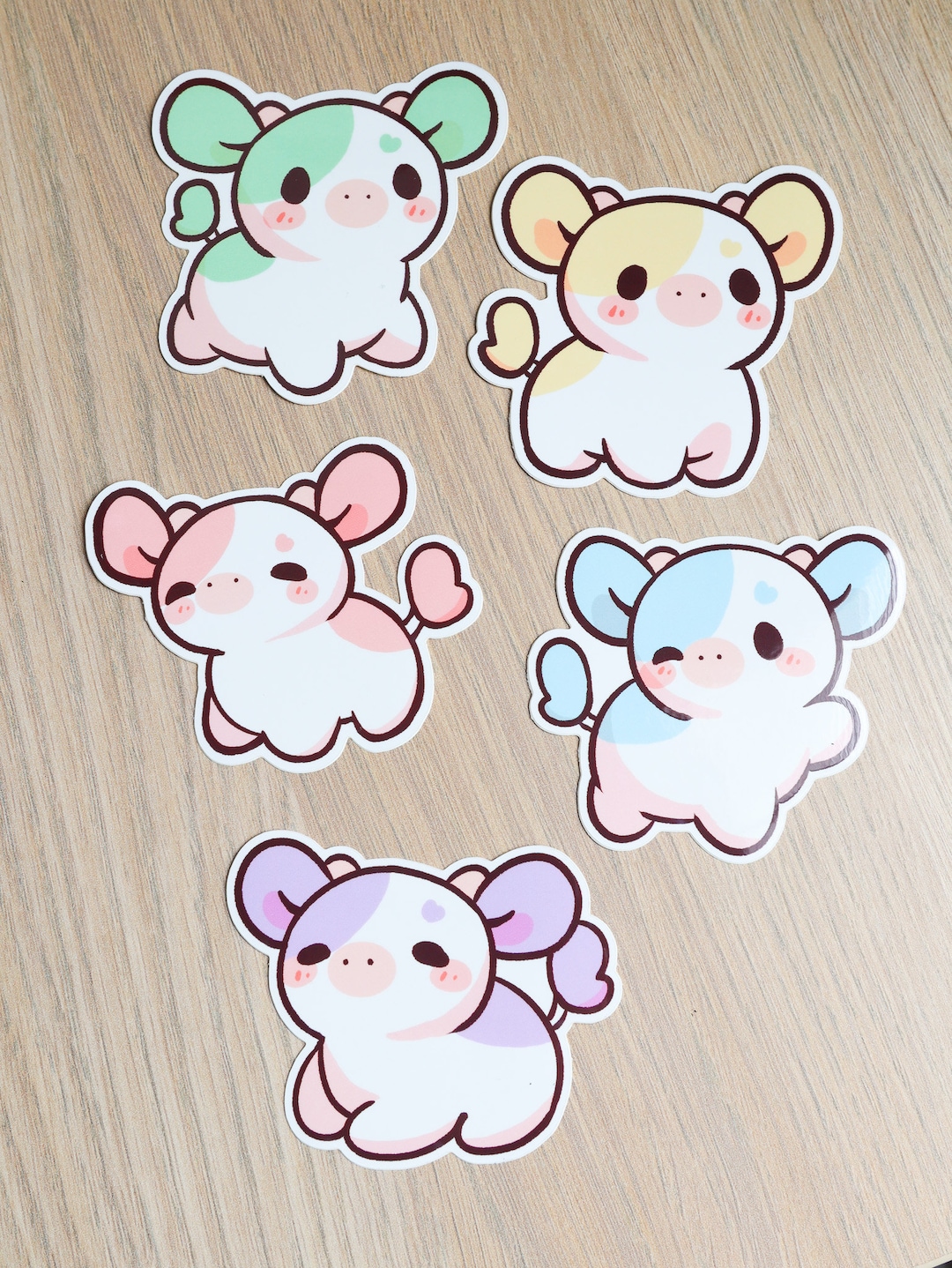 Pastel Cows Sticker Pack Cute Cow Stickers Waterproof Vinyl - Etsy