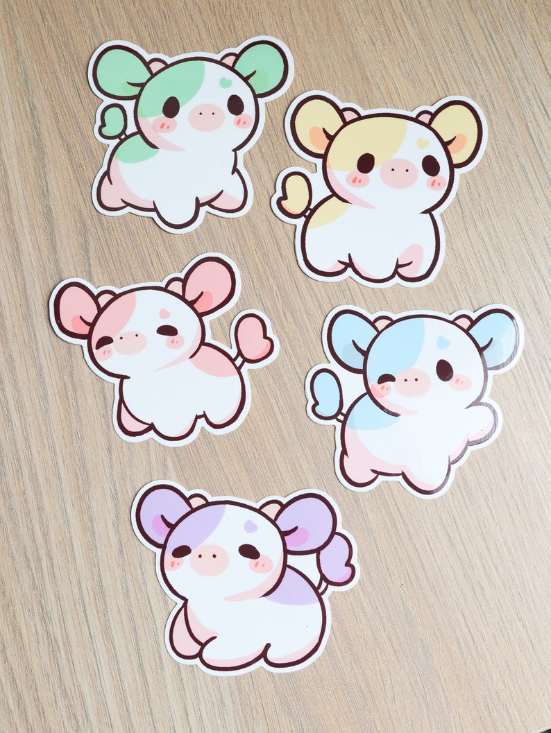 Pastel Cows Sticker Pack | Cute Cow Stickers, Pastel Cow Stickers ...