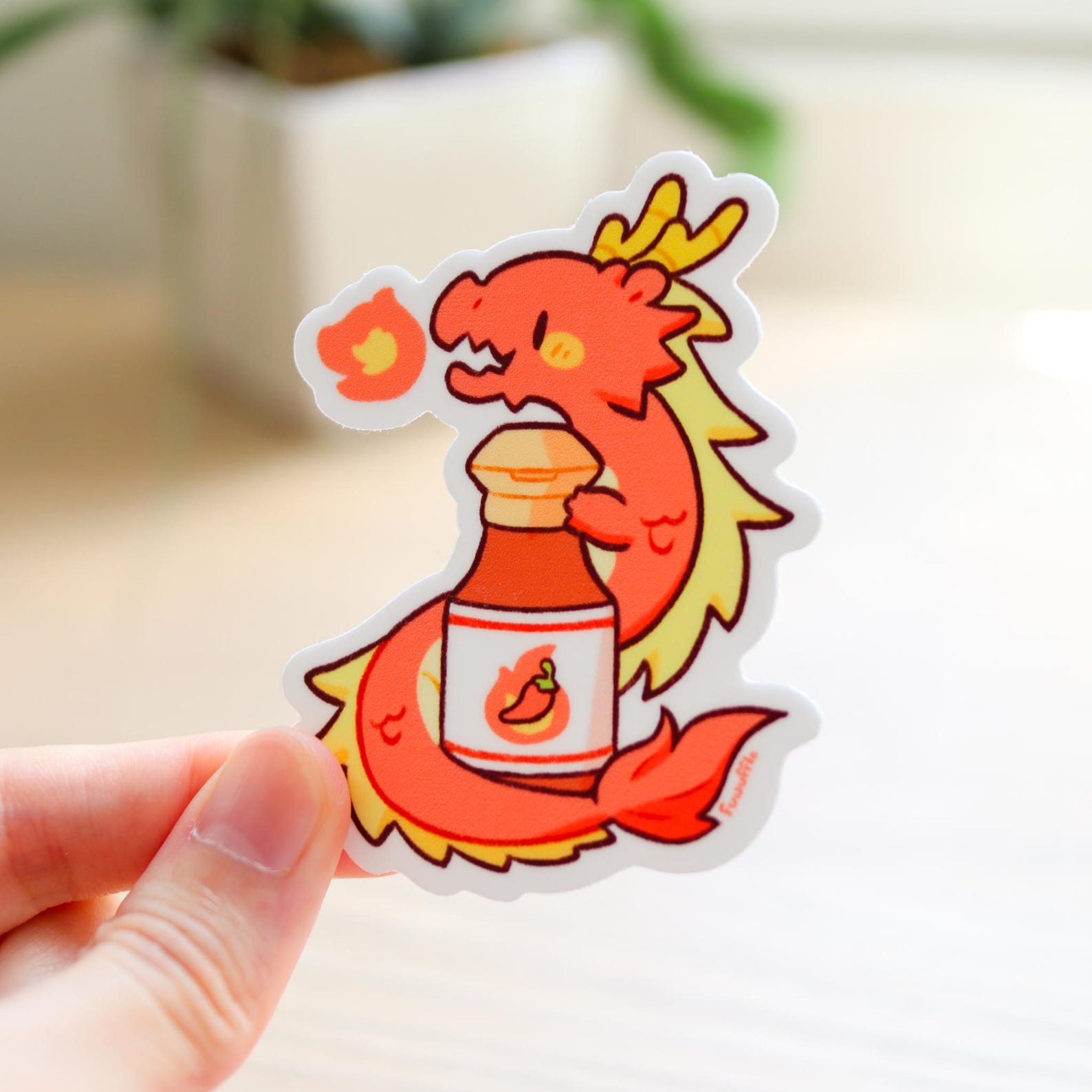 Hot Sauce Dragon Vinyl Sticker | Hot Sauce Sticker, Cute Dragon Sticker ...