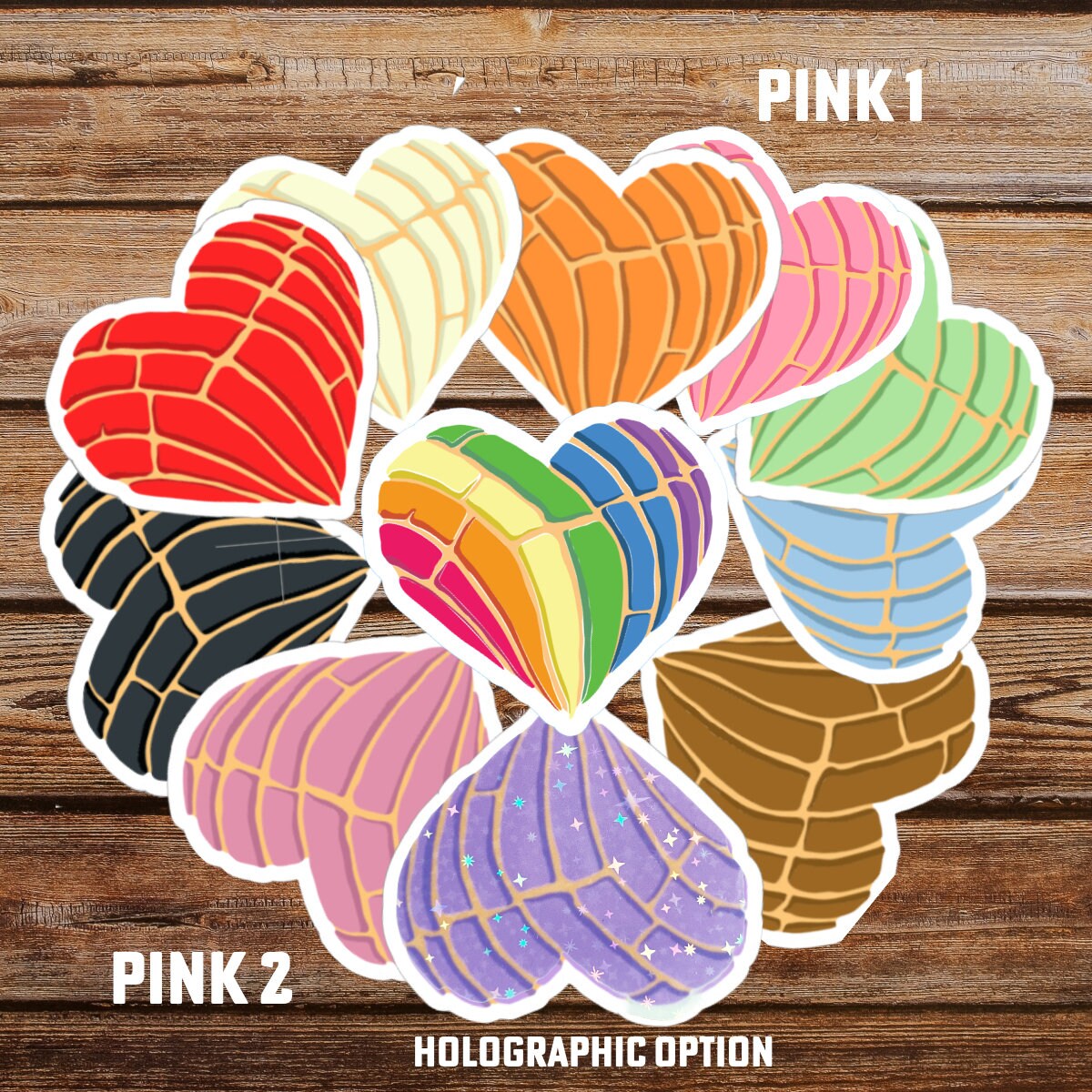 Cute Multi-colored Heart Concha Latinx Latina Inspired Sticker Cute Pan ...