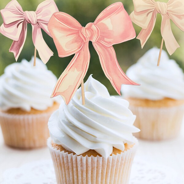 Bow Cupcake Toppers - Etsy