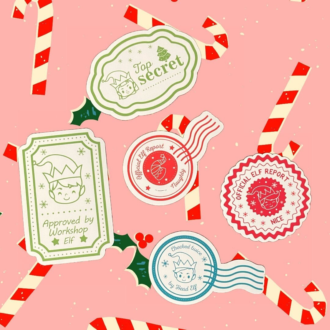 Cute Elf Stamp Stickers for Christmas Gifts and Packaging - Etsy