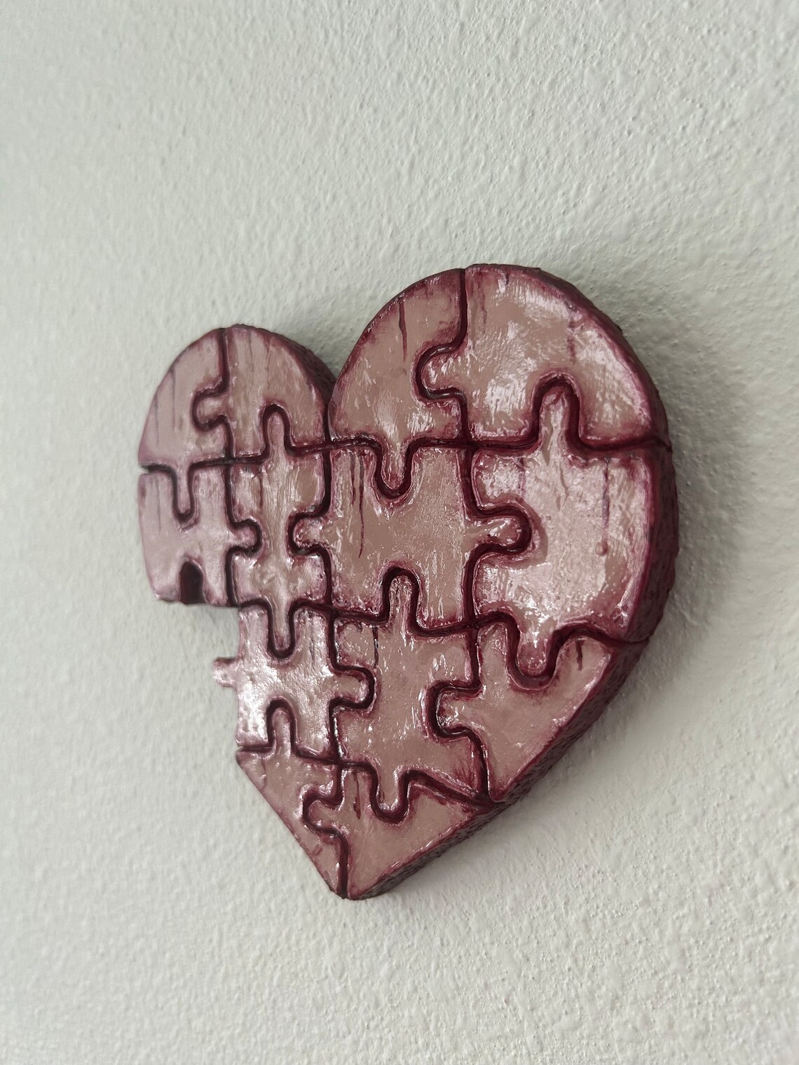 Creepy Aesthetic Bloody Horror Heart, Wall Decor, Polymer Clay, UV ...