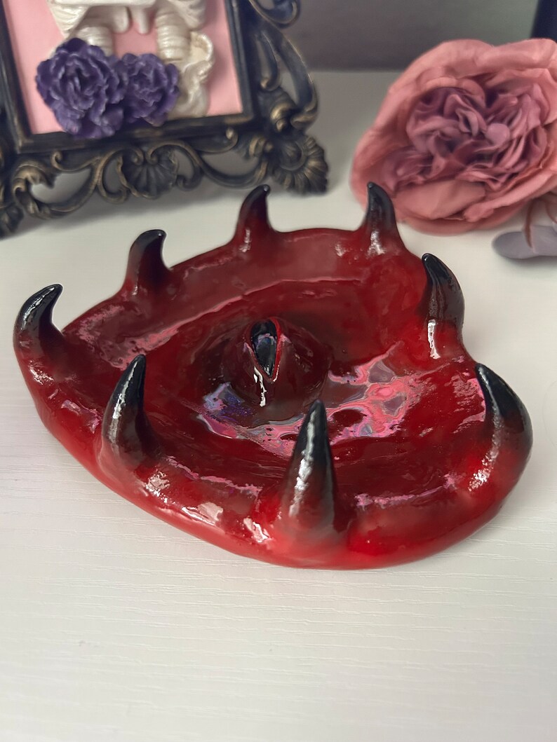 Aesthetic Creepy Weird Red Horned Monster / / Polymer Clay / UV Resin ...