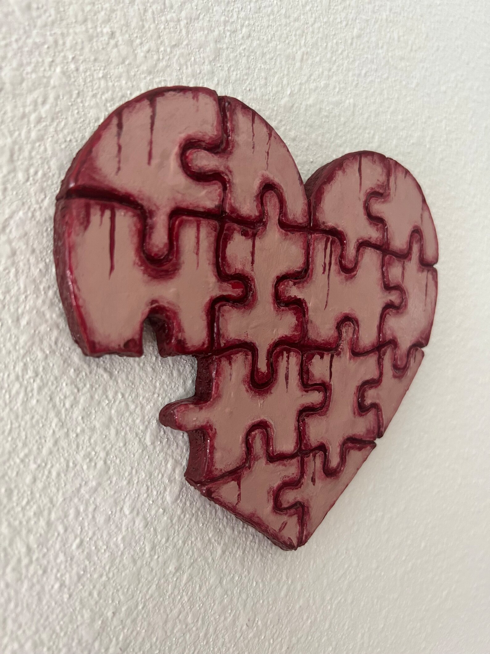 Creepy Aesthetic Bloody Horror Heart, Wall Decor, Polymer Clay, UV ...