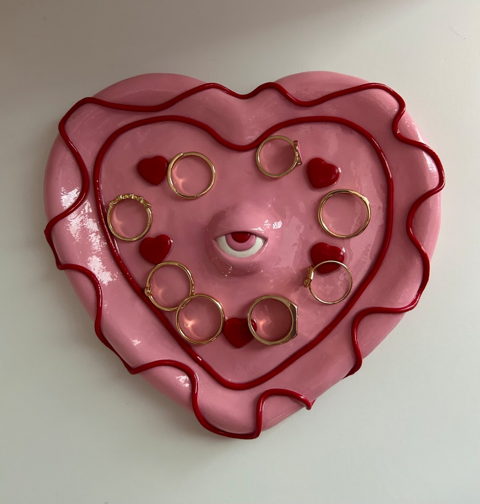 Aesthetic Pink Heart Weird Trinket Tray Jewelry Dish Jewelry - Etsy