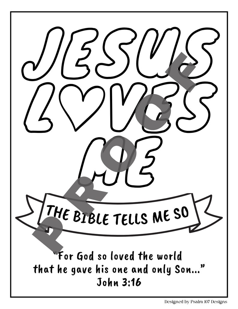 Jesus Loves Me Coloring Sheet (instant Download) - Etsy