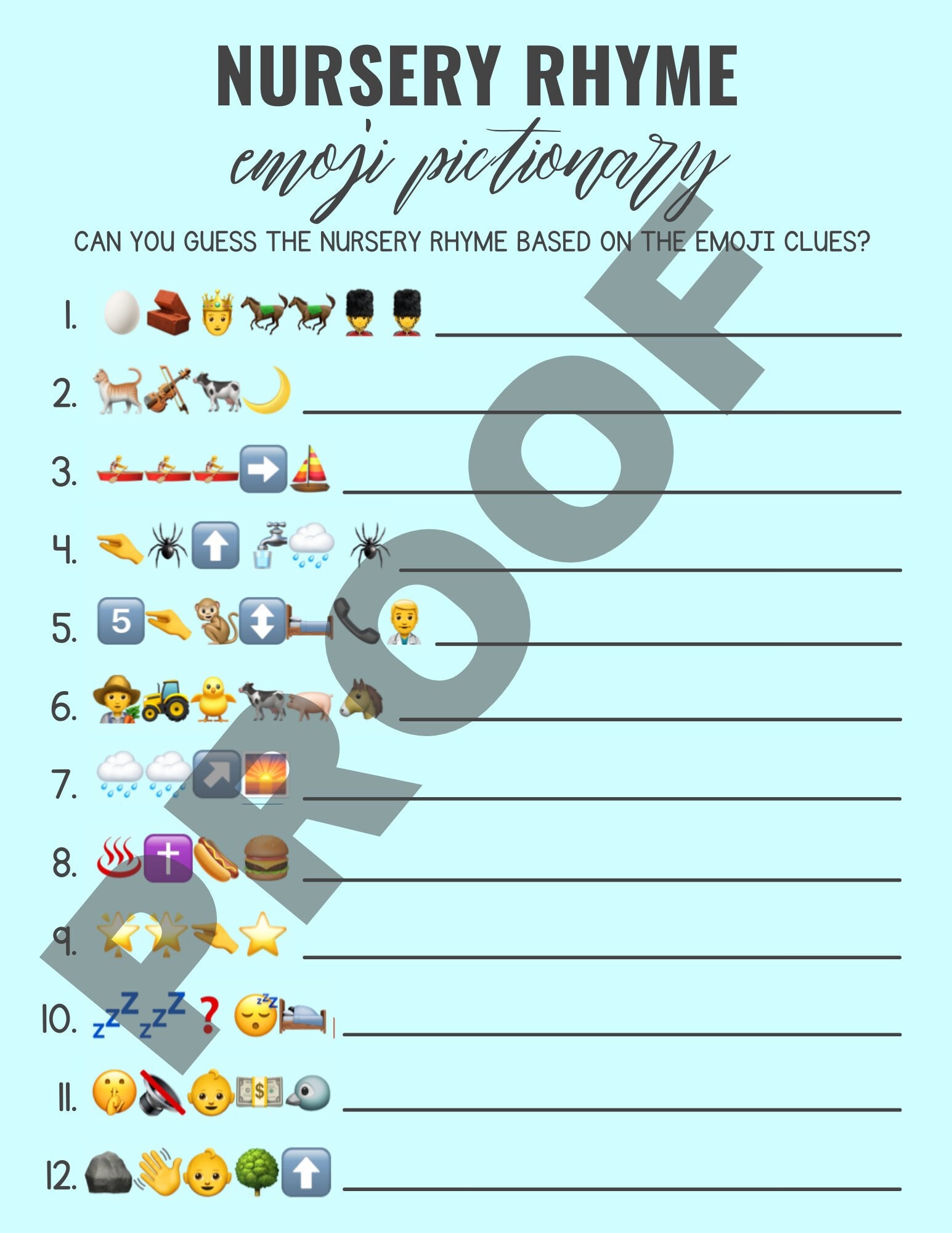 Emoji Nursery Rhyme Game instant Download - Etsy