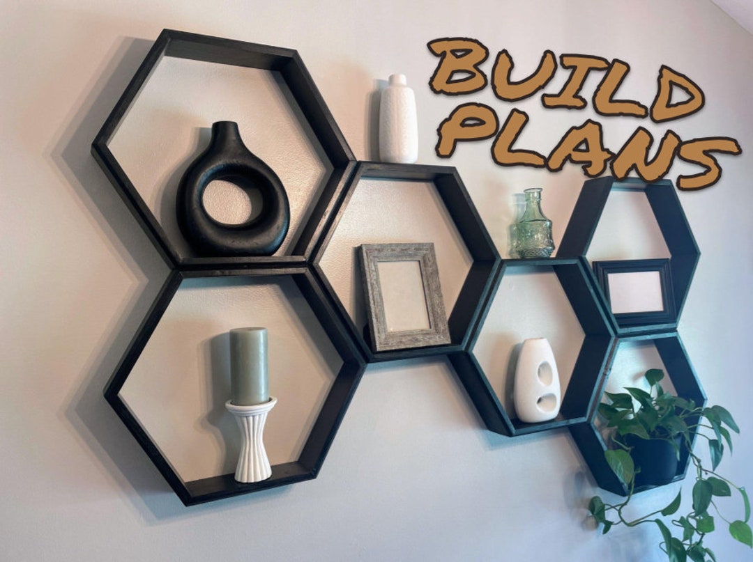 Hexagon Shelf Plans, Honeycomb, Wall Art Plans, DIY Décor, Woodworking ...