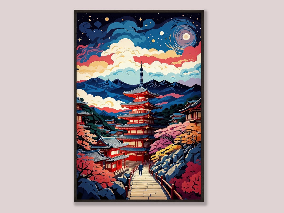 Kyoto Pop Art Oil Painting Home Decor Travel Poster Printable Wall Art ...